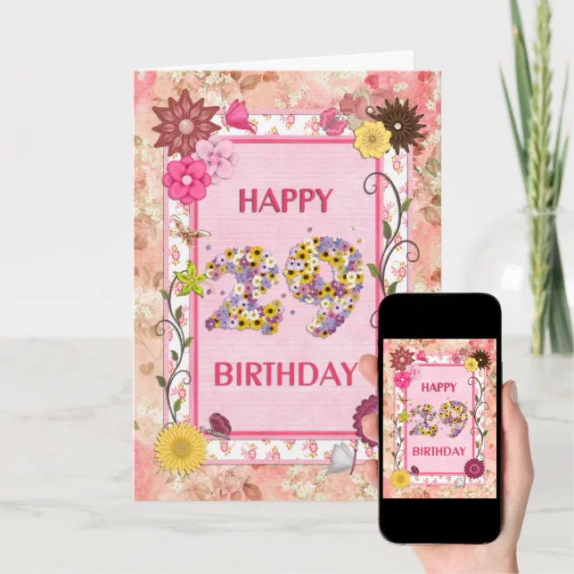 A craft look 29th birthday card | Zazzle