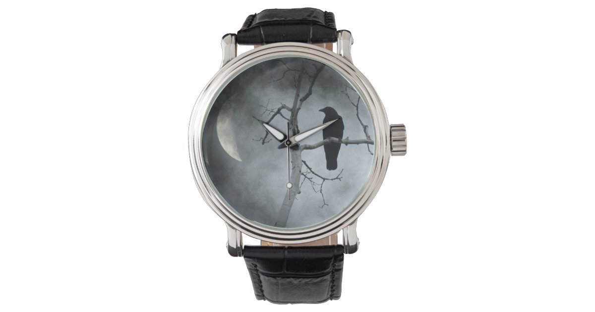 A Crescent Moon Crow Watch | Zazzle