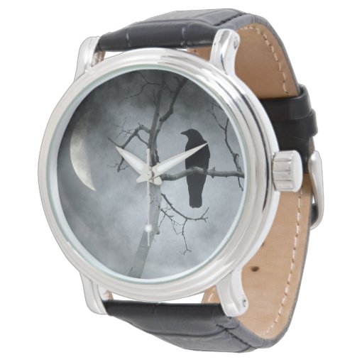A Crescent Moon Crow Watch | Zazzle