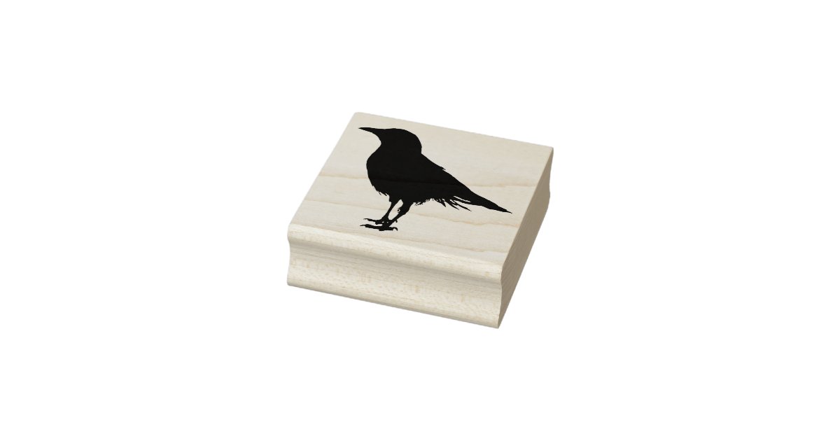 A crow standing in silhouette rubber stamp | Zazzle