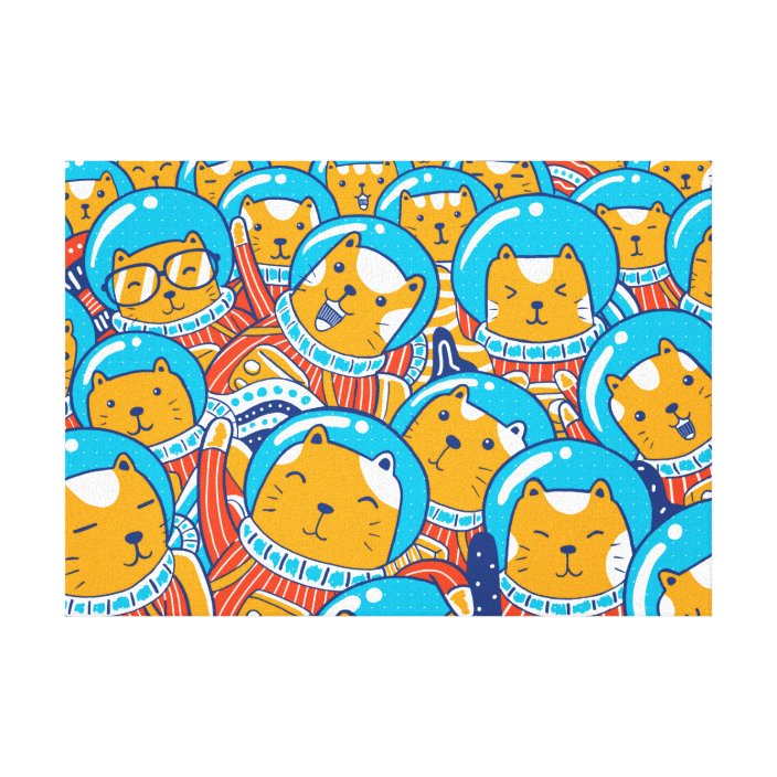 A Crowd Of Catstronauts Cute Illustration Canvas Print | Zazzle.com