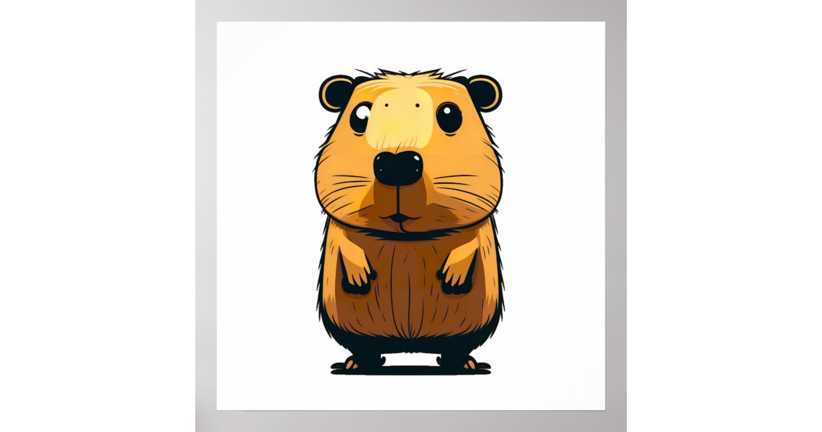 A Cute Capybara standing up and facing front pose Poster | Zazzle