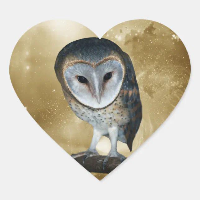 A Cute little Barn Owl Fantasy Heart Sticker | Zazzle