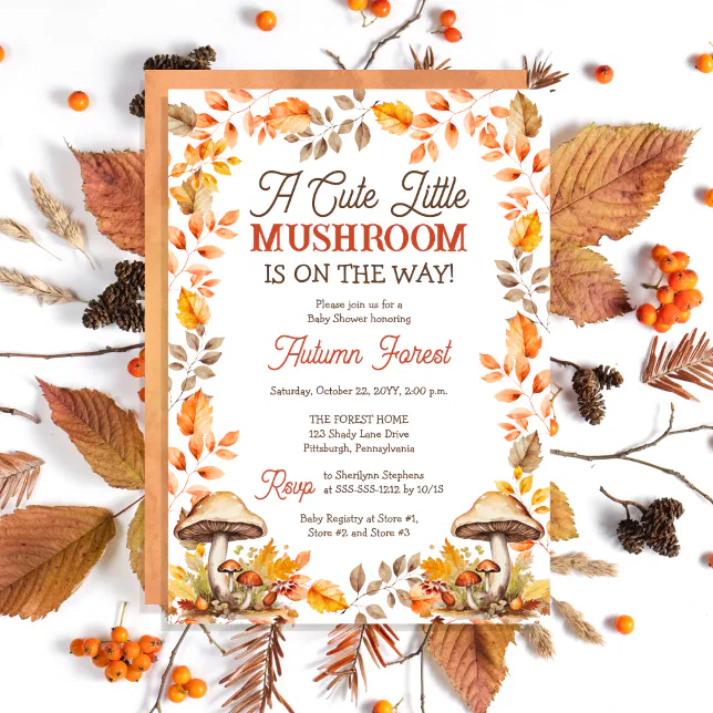 A Cute Little Mushroom Fall Baby Shower Invitation | Zazzle