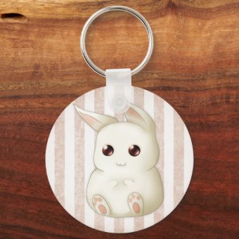 A Cute Puffy Kawaii Bunny Rabbit Keychain | Zazzle