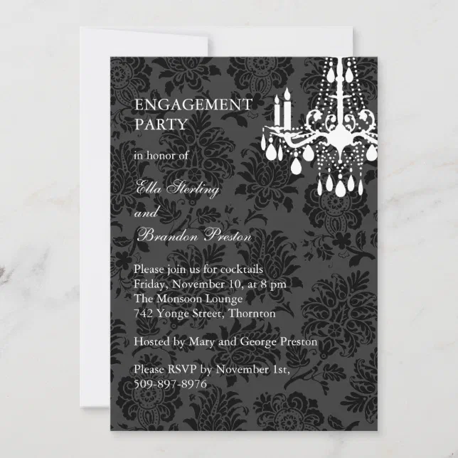 A Damask Victorian Engagement Party Invitation | Zazzle