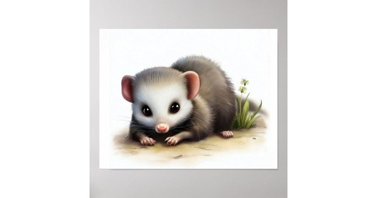 A Digital Painting of a North American Opossum Poster | Zazzle
