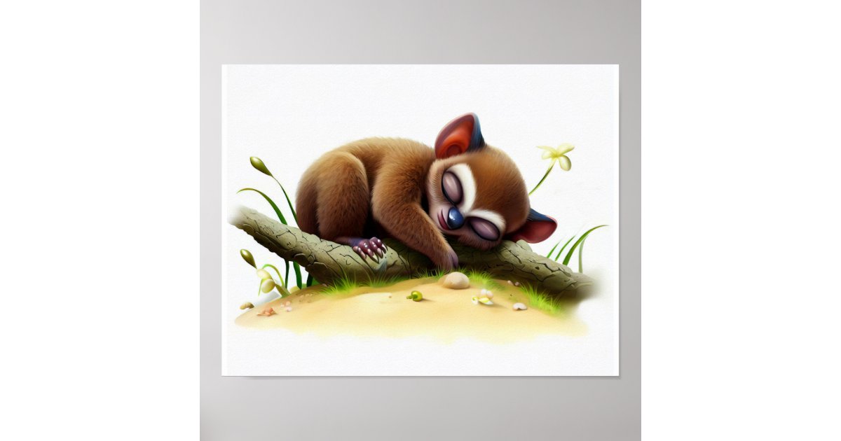 A Digital Painting of a Young Cute Tarsier Poster | Zazzle