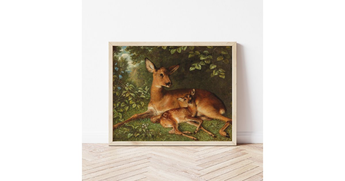 A Doe with Fawn | Carl Schweninger, Jr. Poster | Zazzle