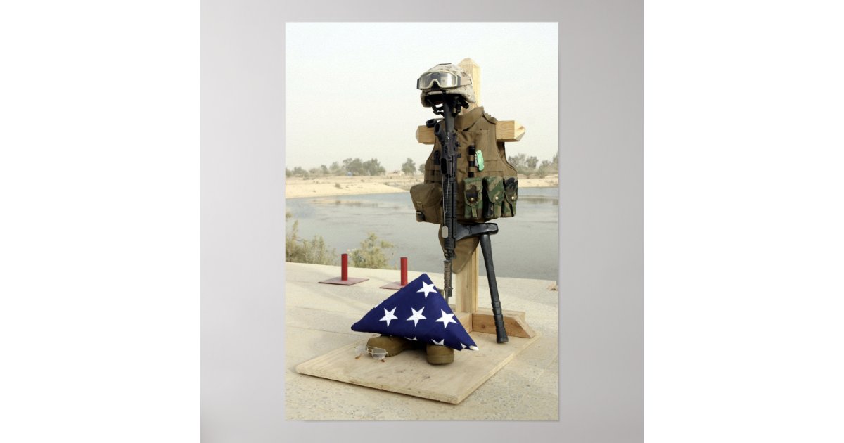 A fallen soldiers gear display poster | Zazzle