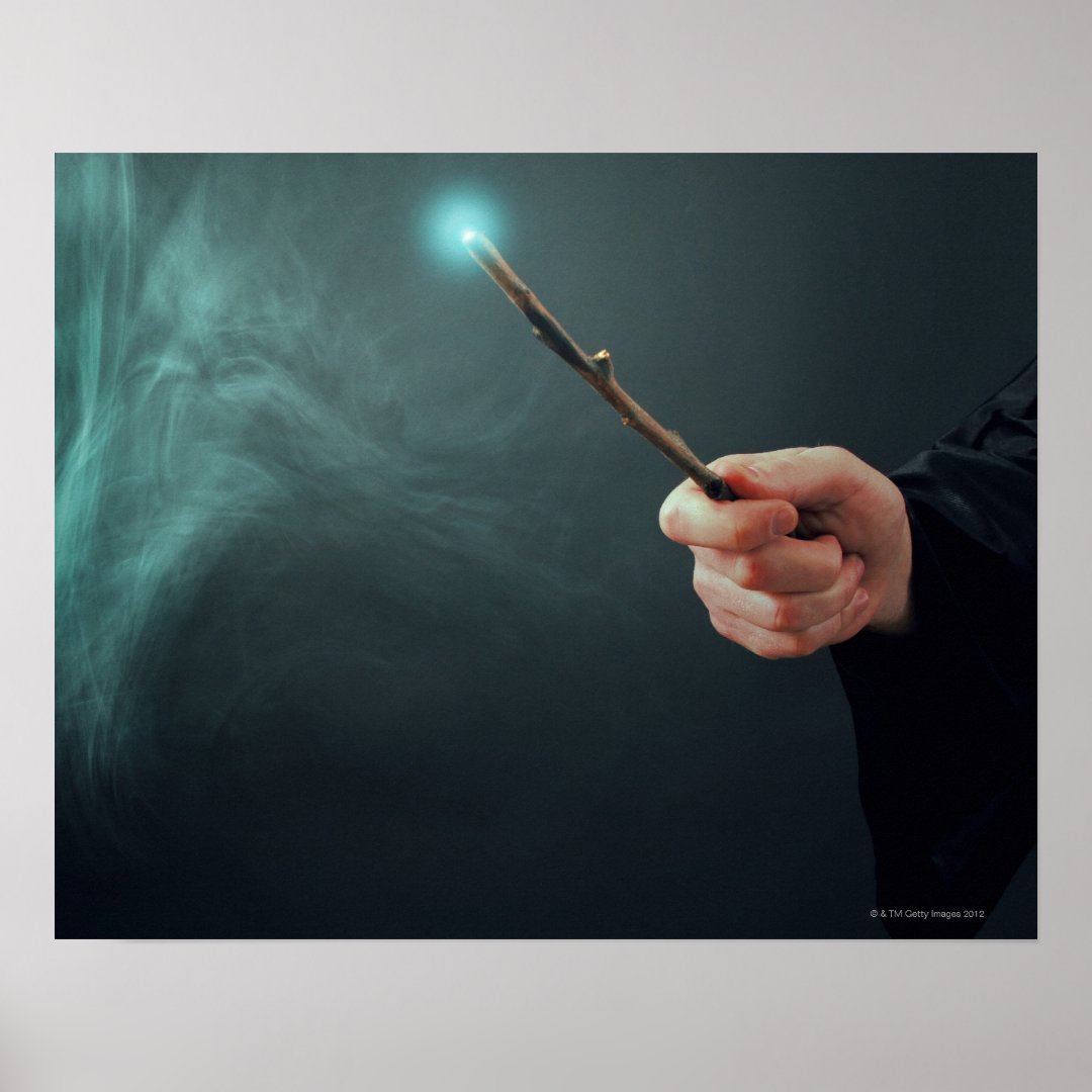 A fantasy wizard making magic with wand. poster | Zazzle