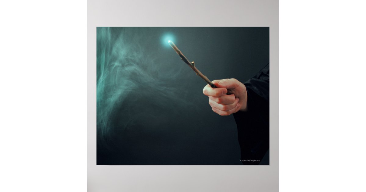 A fantasy wizard making magic with wand. poster | Zazzle