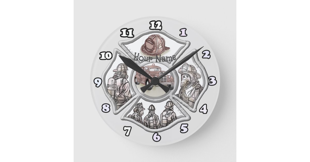 A Firefighter Maltese Cross Clock | Zazzle