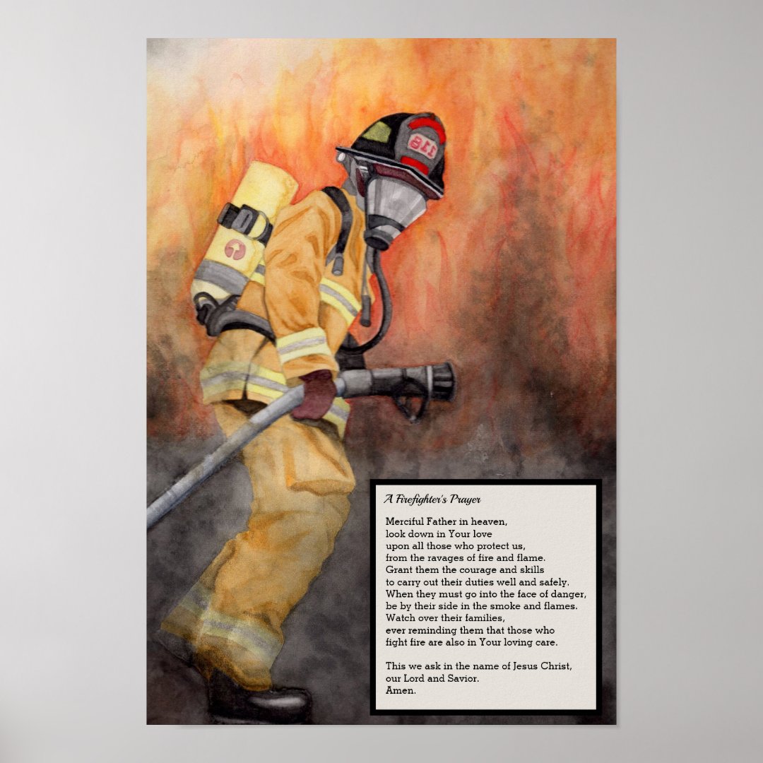 A Firefighters Prayer Poster Art Piece Fireman | Zazzle