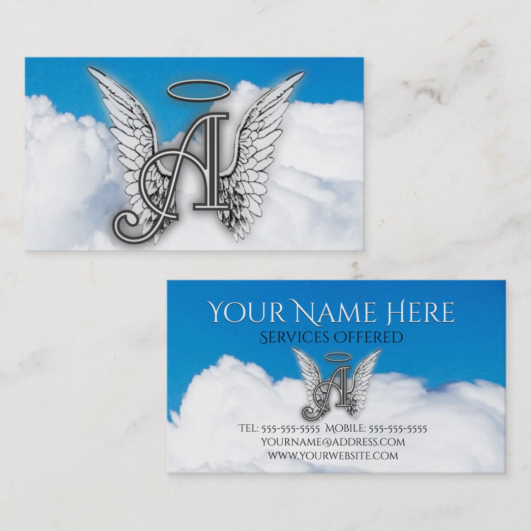 A For Angel Alphabet Letter Initial Business Card | Zazzle