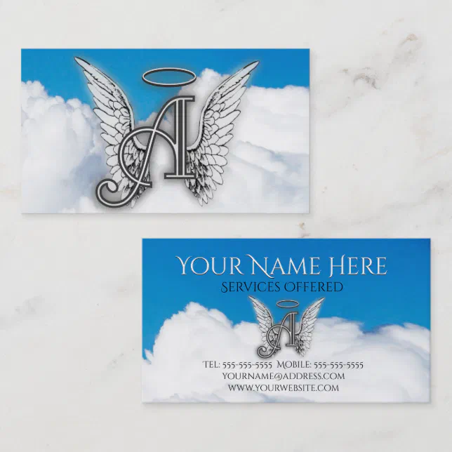 A For Angel Alphabet Letter Initial Business Card | Zazzle