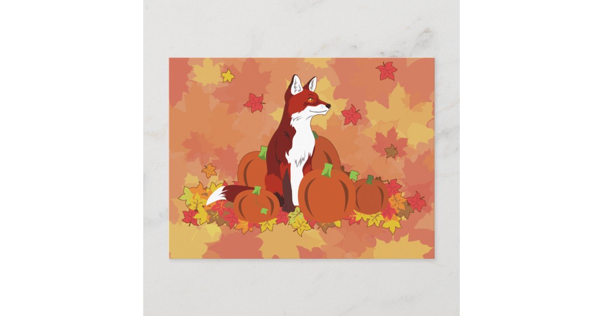 A Fox in the Pumpkin Patch Postcard | Zazzle