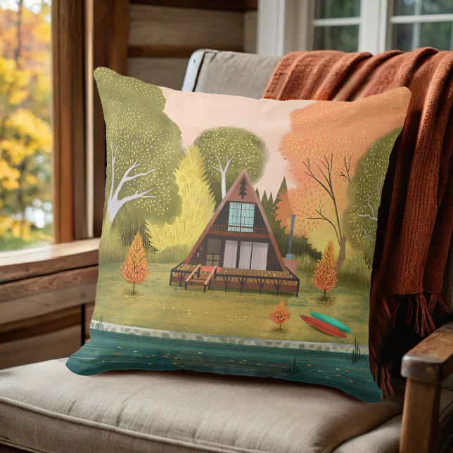 A-Frame Cabin House | Throw Pillow | Zazzle