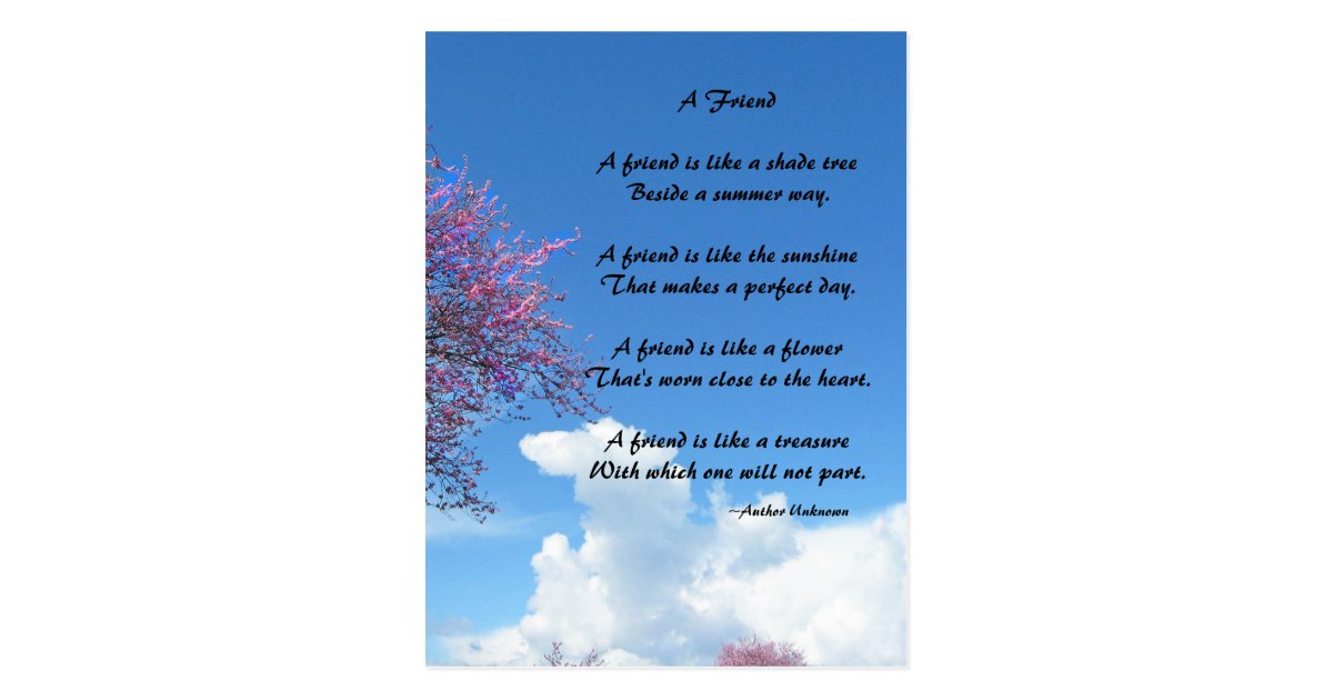 A Friend Poem Postcard | Zazzle.com