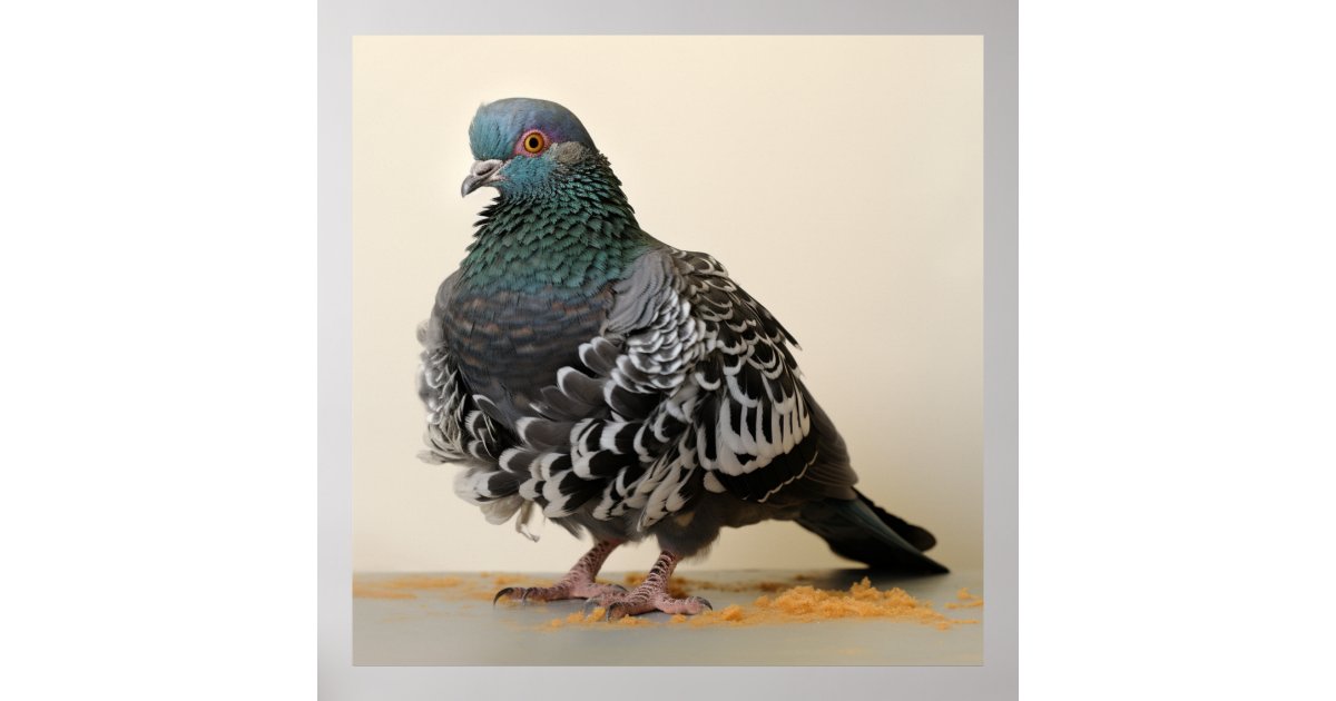 A frillback pigeon with curly feathers poster | Zazzle