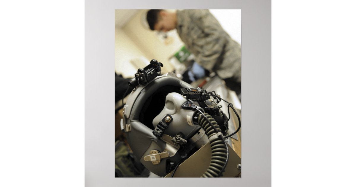 A fully assembled flight crew helmet poster | Zazzle