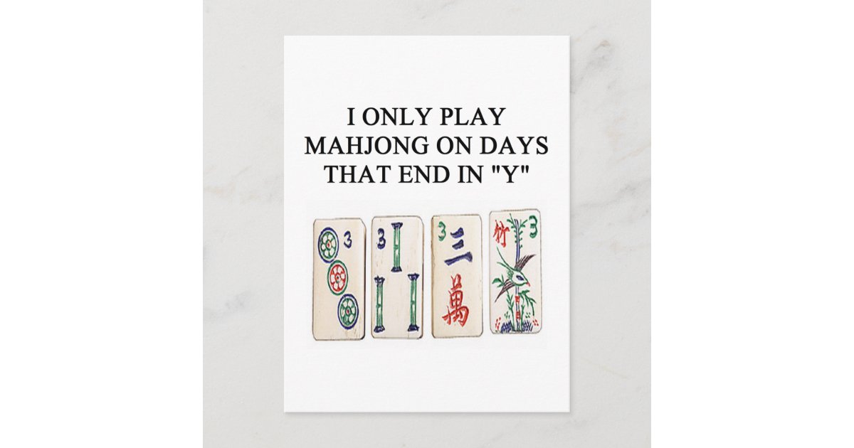 a funny mahjong design postcard | Zazzle