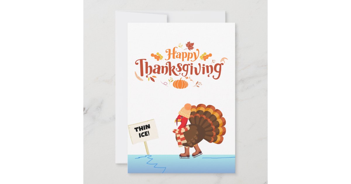 A funny Turkey Skating on Thin Ice. Holiday Card | Zazzle