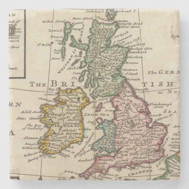 A general map of Great Britain and Ireland Stone Coaster | Zazzle