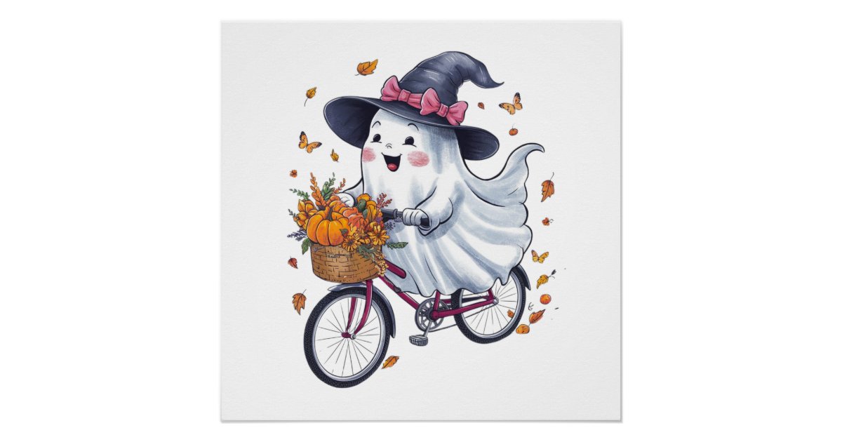 A ghost riding a bicycle poster | Zazzle