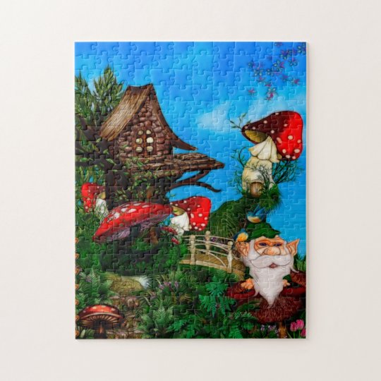 A Gnome for my Garden Fantasy Art Jigsaw Puzzle | Zazzle.com