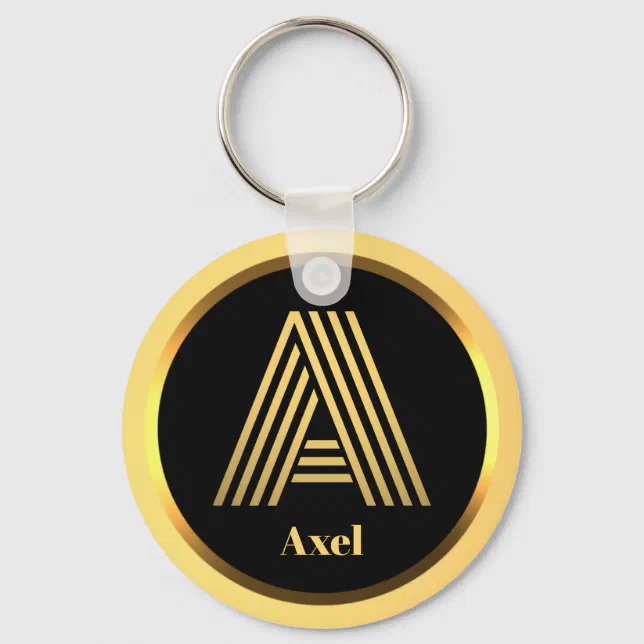 A Gold Monogrammed Letter Personalised Keychain | Zazzle