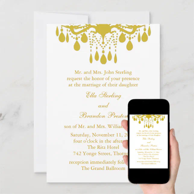 A Grand Ballroom Wedding Invitation (yellow) | Zazzle