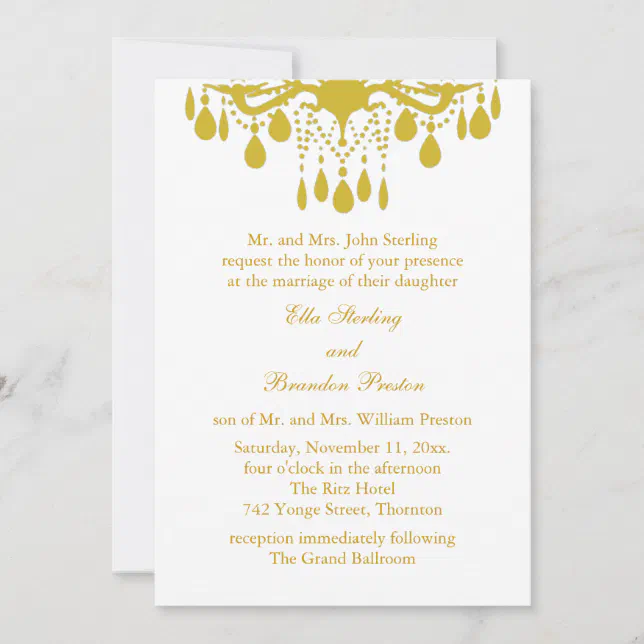 A Grand Ballroom Wedding Invitation (yellow) | Zazzle