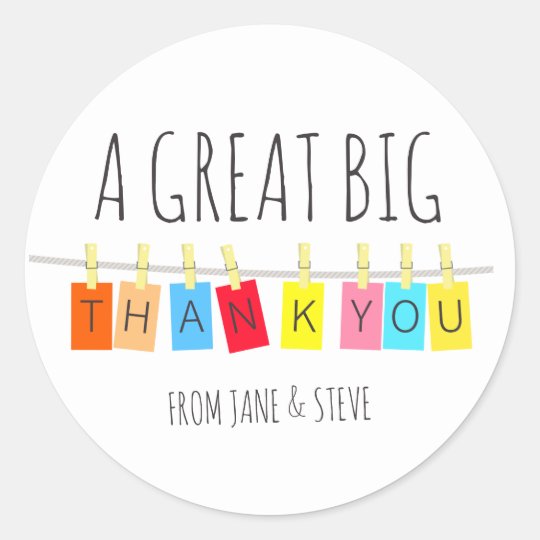 A Great Big Thank You, Cute Bright Bunting – Classic Round Sticker ...