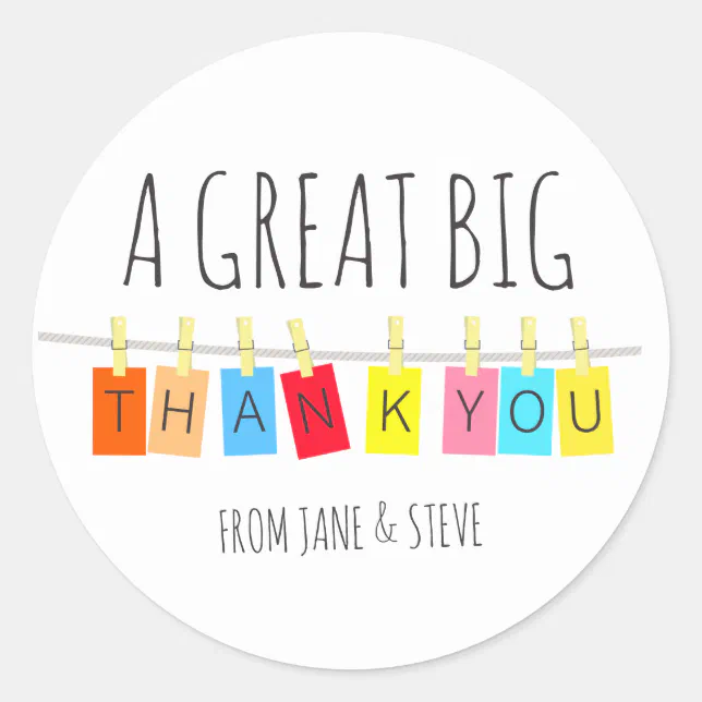 A Great Big Thank You, Cute Bright Bunting – Classic Round Sticker | Zazzle