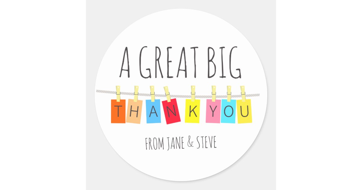 A Great Big Thank You, Cute Bright Bunting – Classic Round Sticker | Zazzle