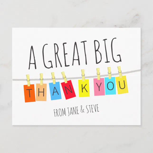 A Great Big Thank You, Cute Bright Bunting – Postcard | Zazzle