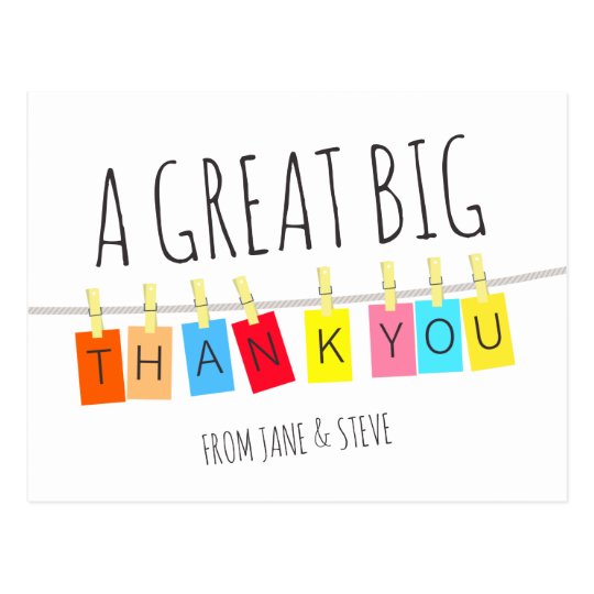 A Great Big Thank You, Cute Bright Bunting – Postcard | Zazzle.com