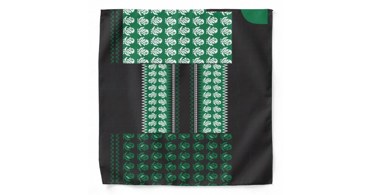 a green and black pattern with a tree in the middl bandana | Zazzle