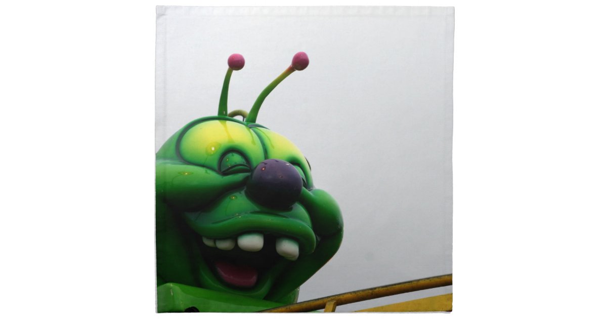 A green caterpillar goofy fair ride image napkin | Zazzle