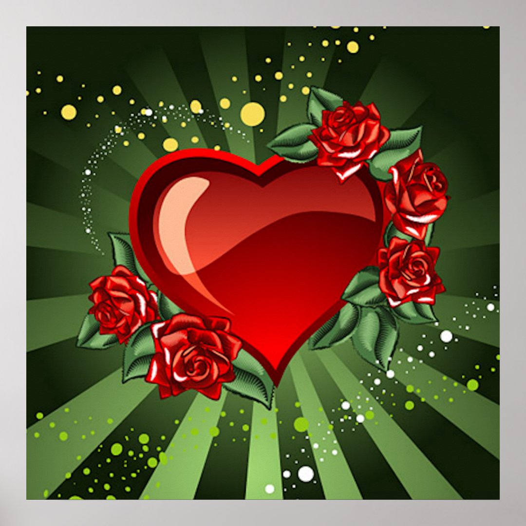 A Heart and Roses Poster | Zazzle