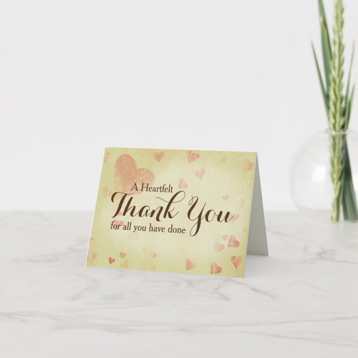 A Heartfelt Thank You Note Card, Customizable | Zazzle.com