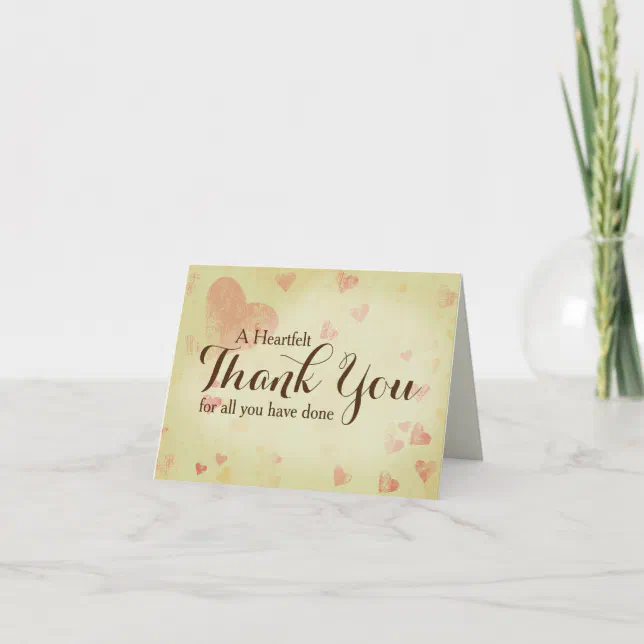 A Heartfelt You Thank Card, Customizable Thank You Card | Zazzle