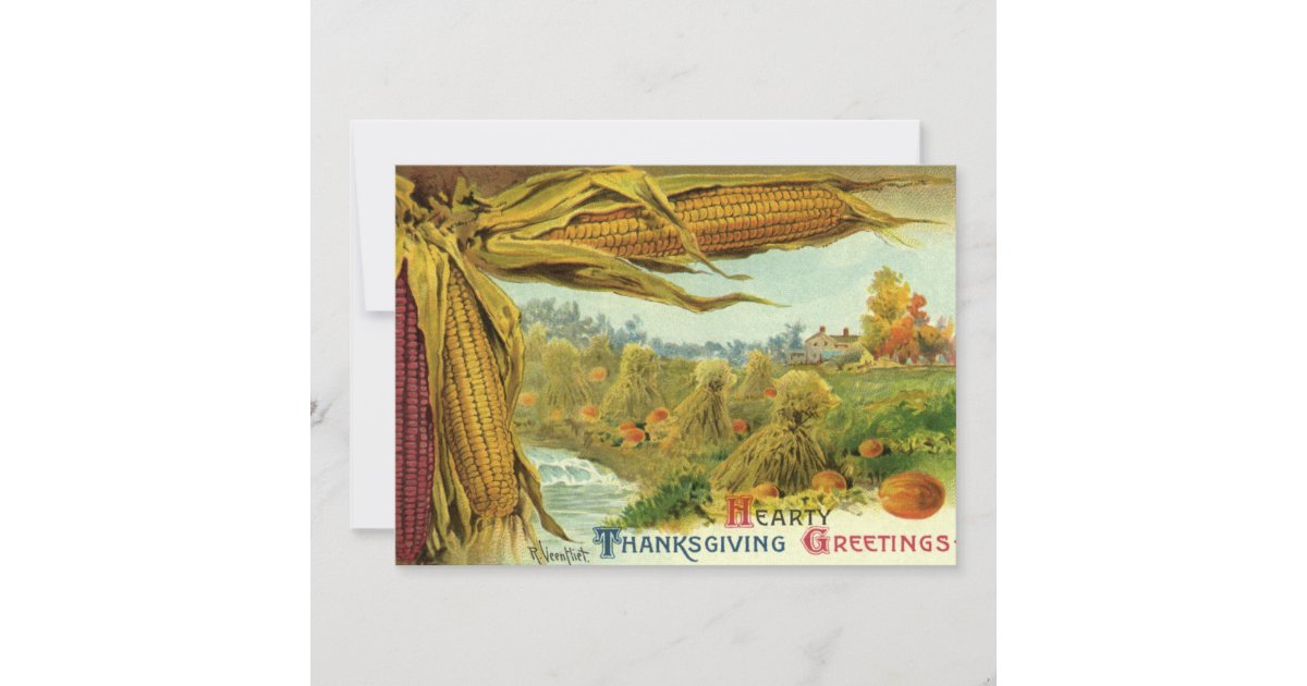 A Hearty Thanksgiving; Indian Corn and Haystacks Invitation | Zazzle