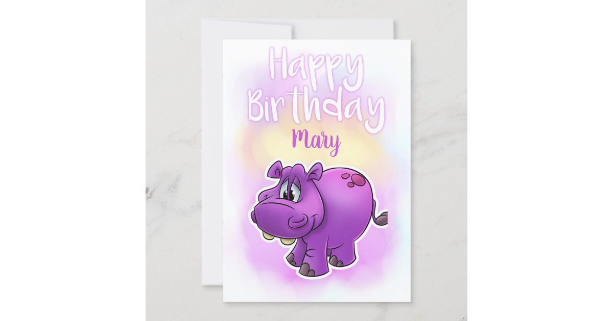 A Hippo Happy Birthday Card | Zazzle