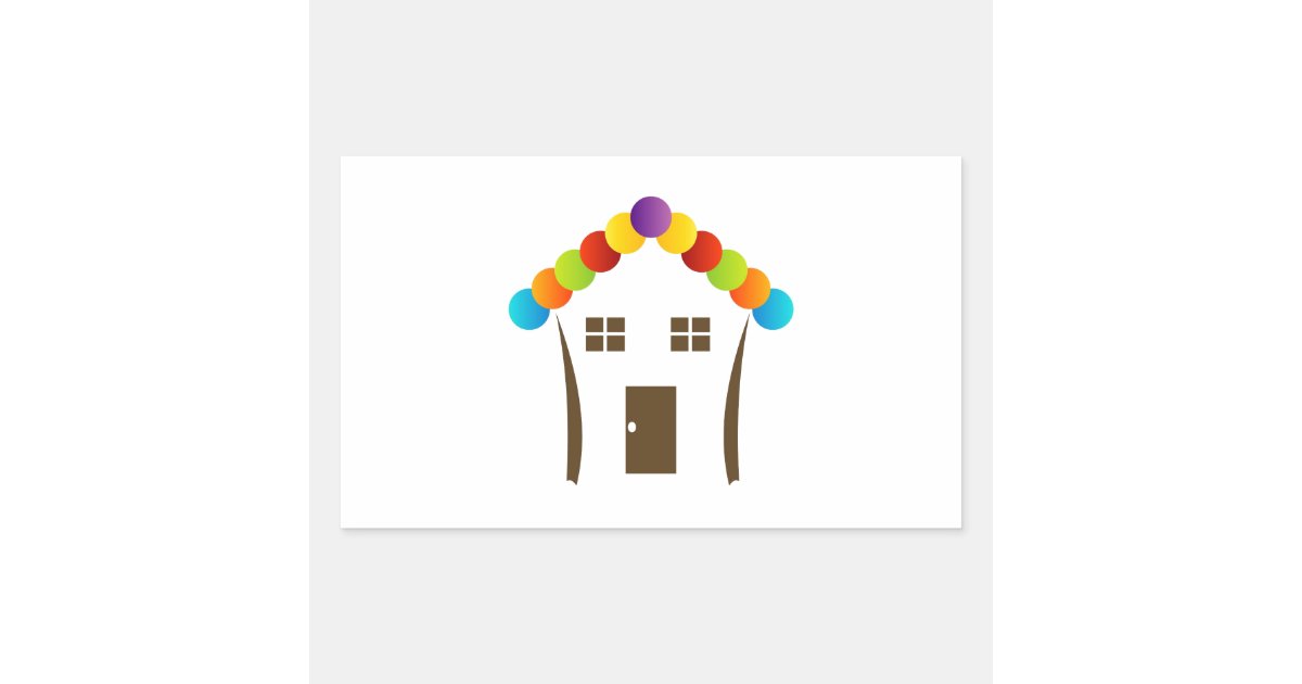 A house graphic with a colorful roof rectangular sticker | Zazzle