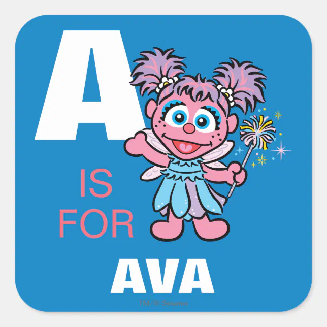 A is for Abby Cadabby | Add Your Name Square Sticker | Zazzle