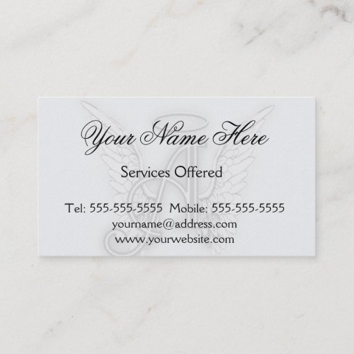 A is for Angel Initial with Heart Monogram Business Card | Zazzle