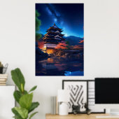 A Japanese Castle Amidst the Stars Poster | Zazzle