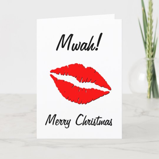 A Kiss for Christmas Red Lips Holiday Card | Zazzle.com